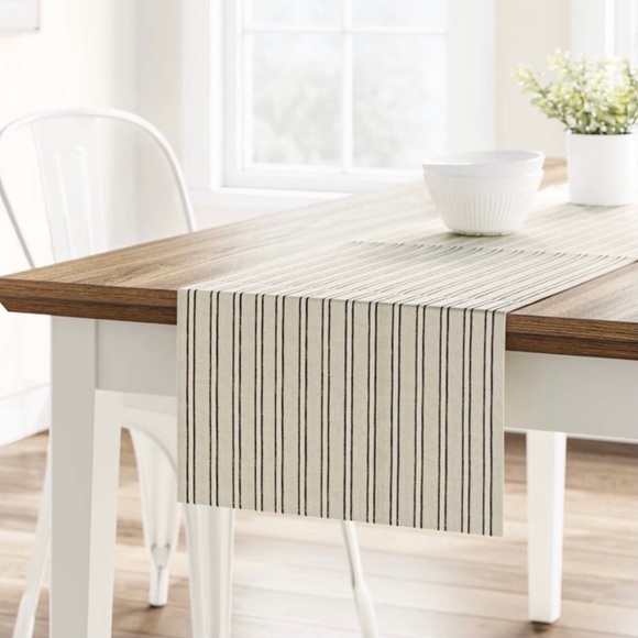 Threshold | Dining | New Threshold Cotton Natural Black Striped Table ...